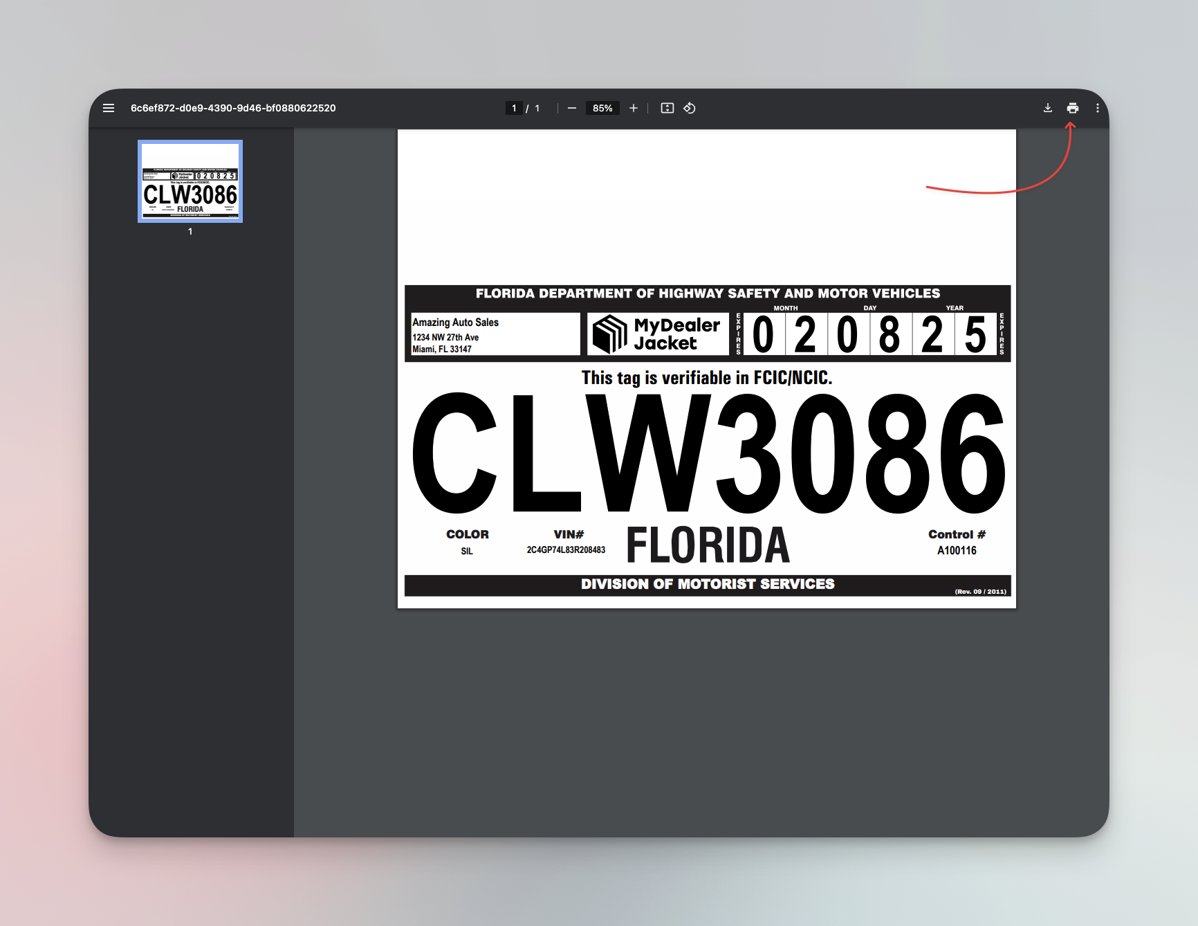 Imprimiendo una Chapa Temporal | My Dealer Jacket